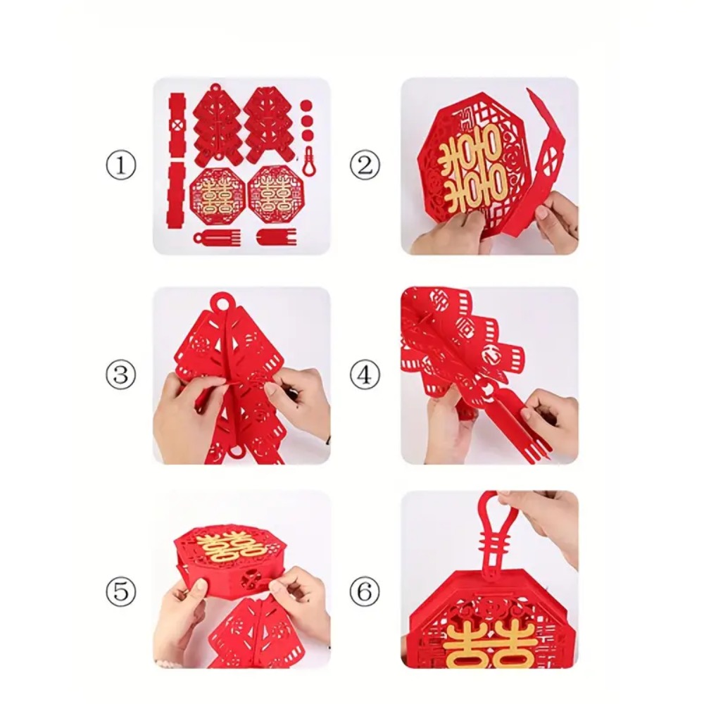 TWINKLE1 Non-woven Firecracker Pendant, Red with Auspicious Characters ...