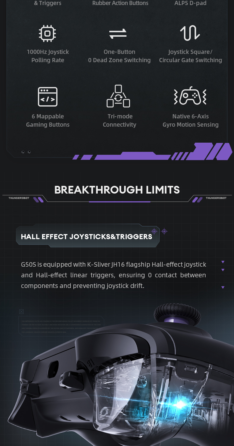 Thunderobot G50S Wireless Gamepad Controller Hall Effect Triggers Wired ...