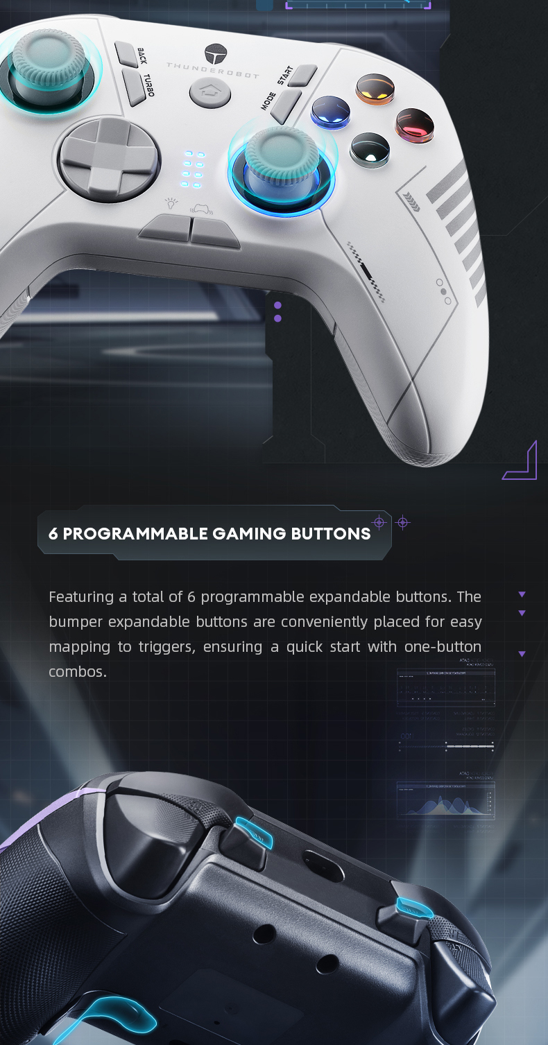 Thunderobot G50S Wireless Gamepad Controller Hall Effect Triggers Wired 2.4G Wireless Bluetooth ...