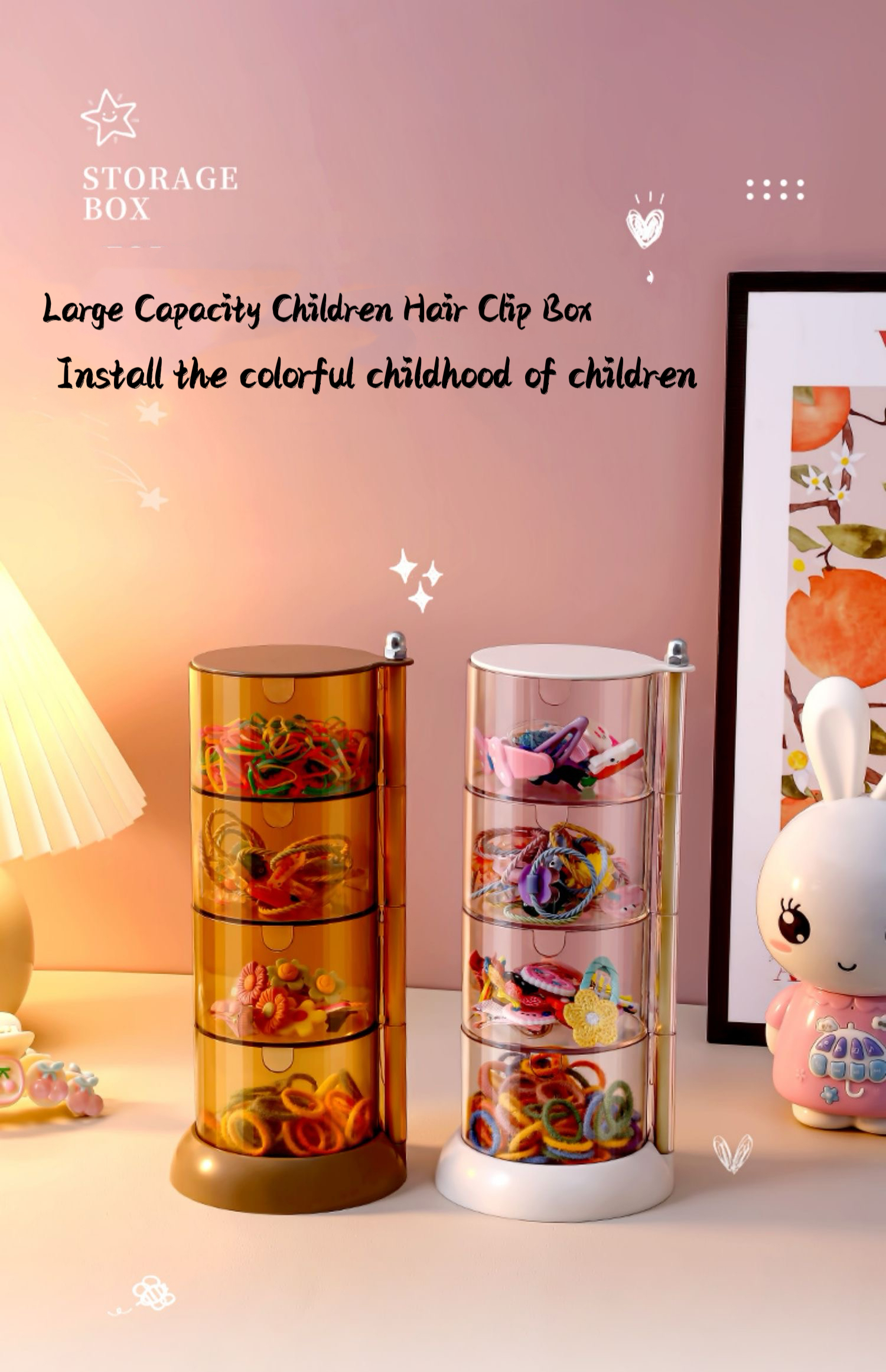 Large Capacity Children Hair Clip Box Girls Children Hair Accessories ...