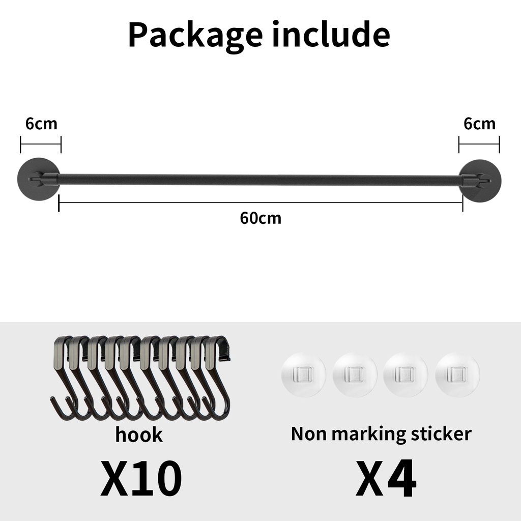 Harbour Life Kitchen Hanging Rack with 12 Hooks Wall Mounted adhesive ...