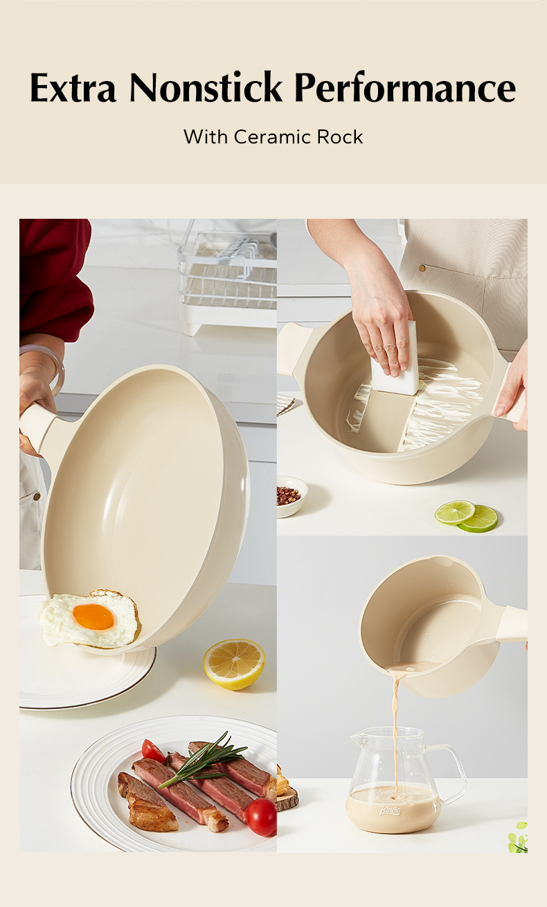 Redchef Nonstick Ceramic Rock 7 Pcs Kitchen Cookware Set Non PFAS& PTFE ...