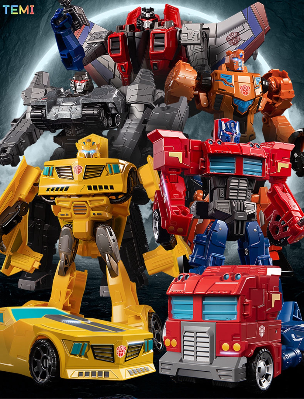 TEMI Deformation Action Figure Toy Model Alloy Automobile Robot Car ...