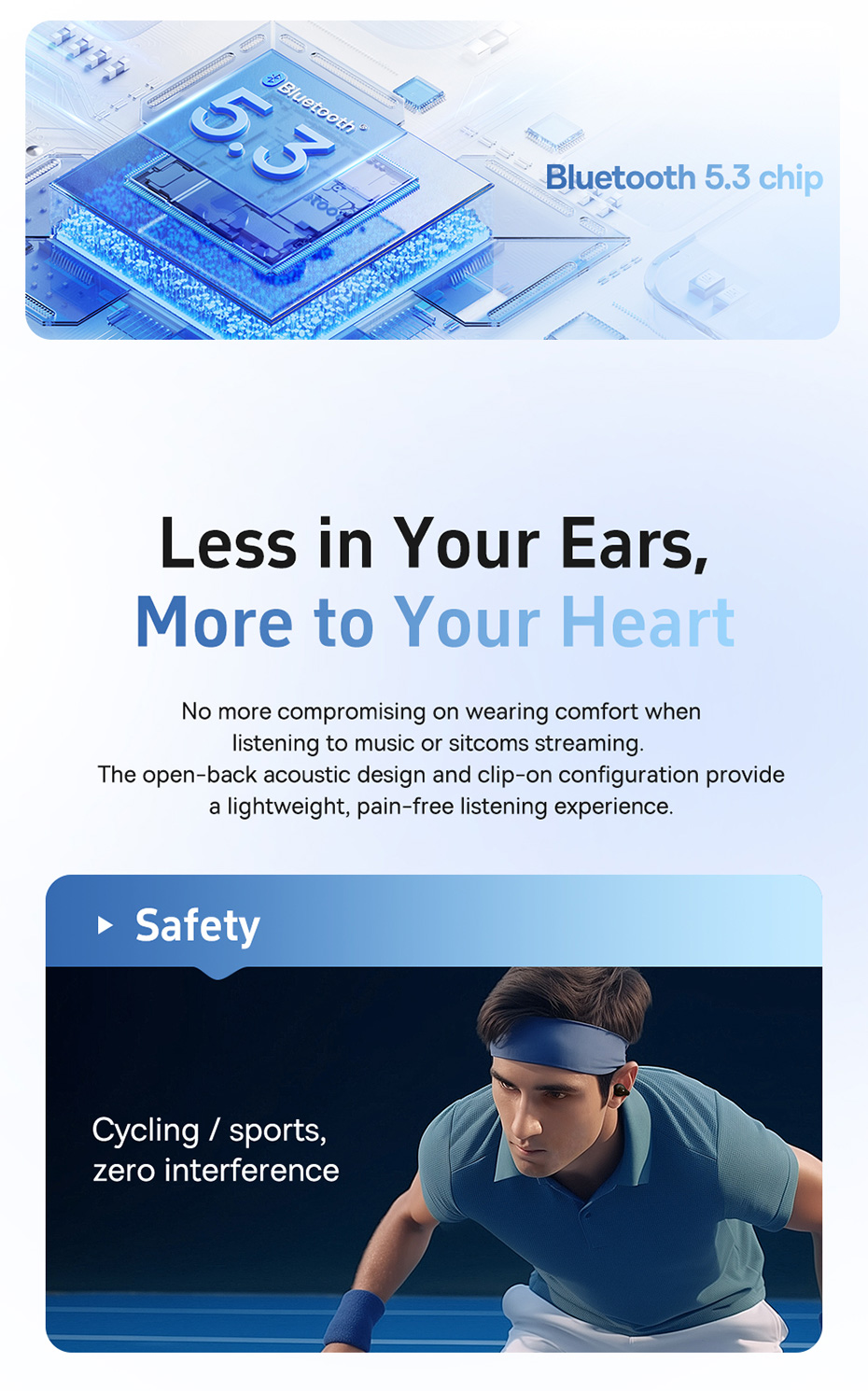 Baseus AirGo AS01 Open-Ear TWS Earbuds Wireless Stereo Earphone Bluetooth 5.3 Headphone ENC ...