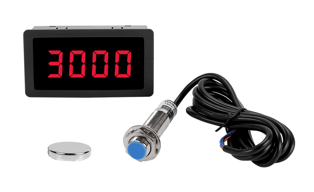 4 Digital LED Red Blue Green Tachometer Gauge RPM Speed Meter+Hall ...