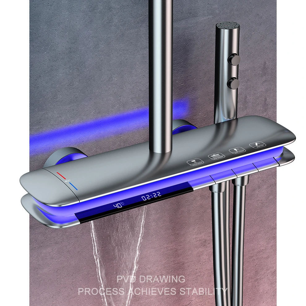 {SG Stock} LED Digital Rain Shower Set Bathroom Hot Cold Mixer Shower ...