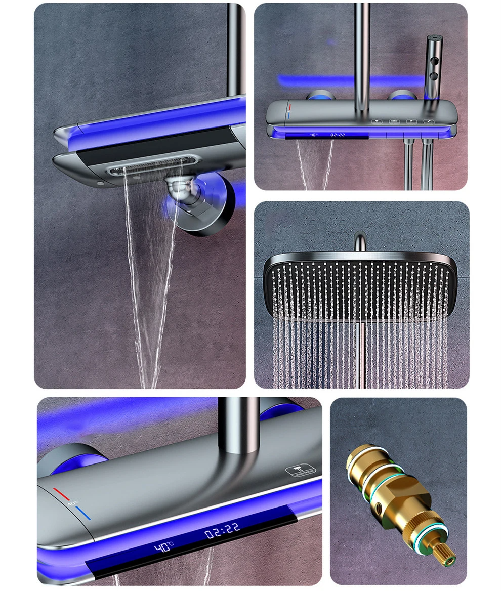 {SG Stock} LED Digital Rain Shower Set Bathroom Hot Cold Mixer Shower ...