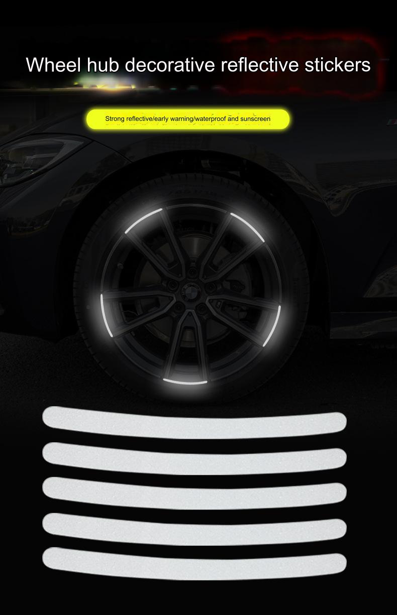 20Pcs Car Wheel Hub Strong Reflective Sticker Tire Rim Decorative ...
