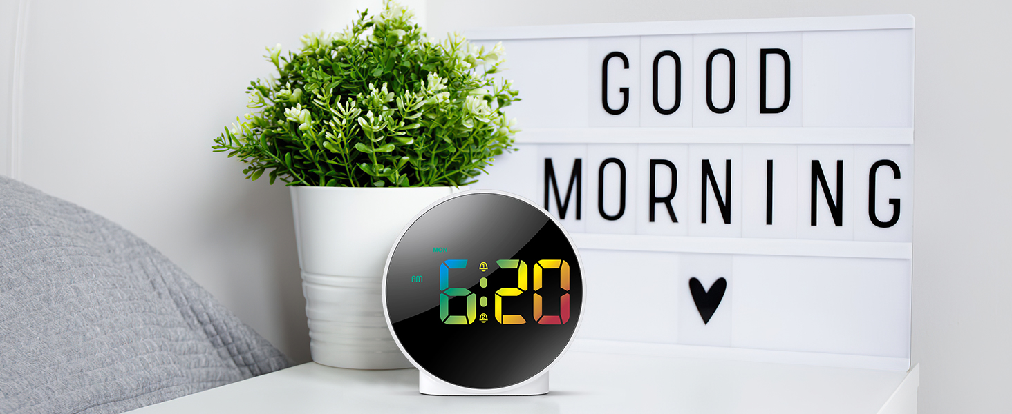 Battery/USB Powered Digital Alarm Clock with 4 Adjustable Brightness 12 ...
