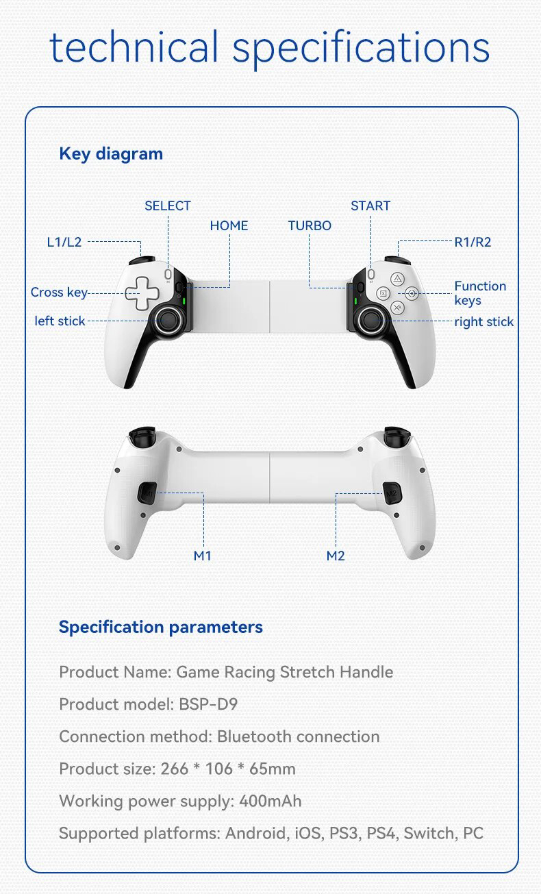 BSP D8pro/D9/D10/D10s/D11 Mobile Phone Stretching Game Controller ...