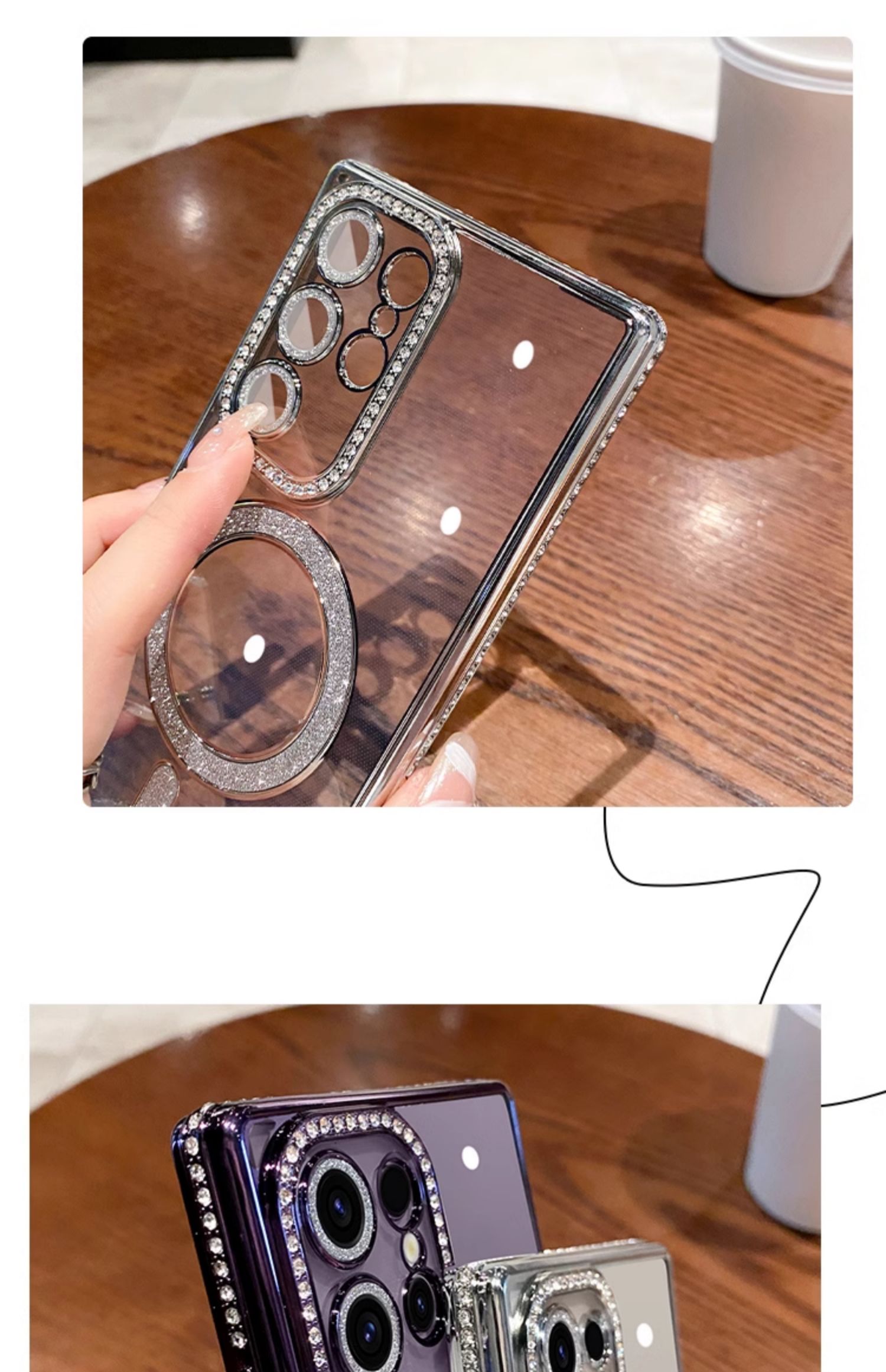 Glitter Diamonds Magnetic Phone Case For Samsung Galaxy S24 Ultra S23 ...