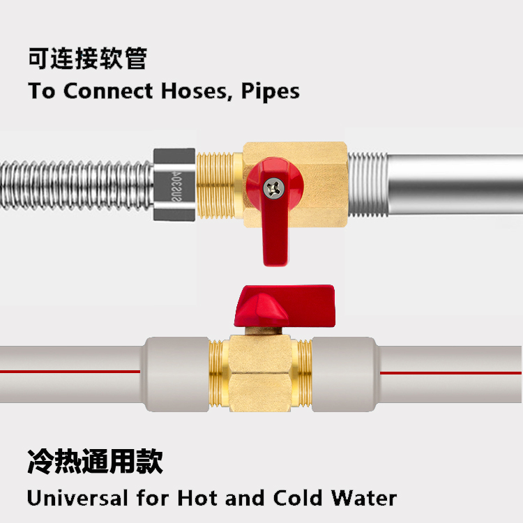 SHUISHA Brass Straight Ball Valve Turn on Shut Off Water Stop Tap ...