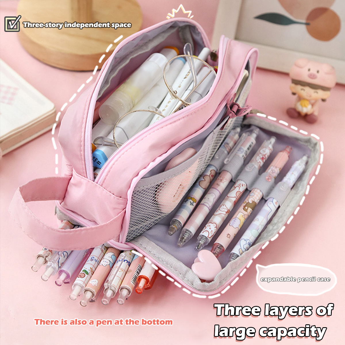 Kawaii Large Capacity Pencil Case Personalized Bag Cute DIY Box Pouch ...