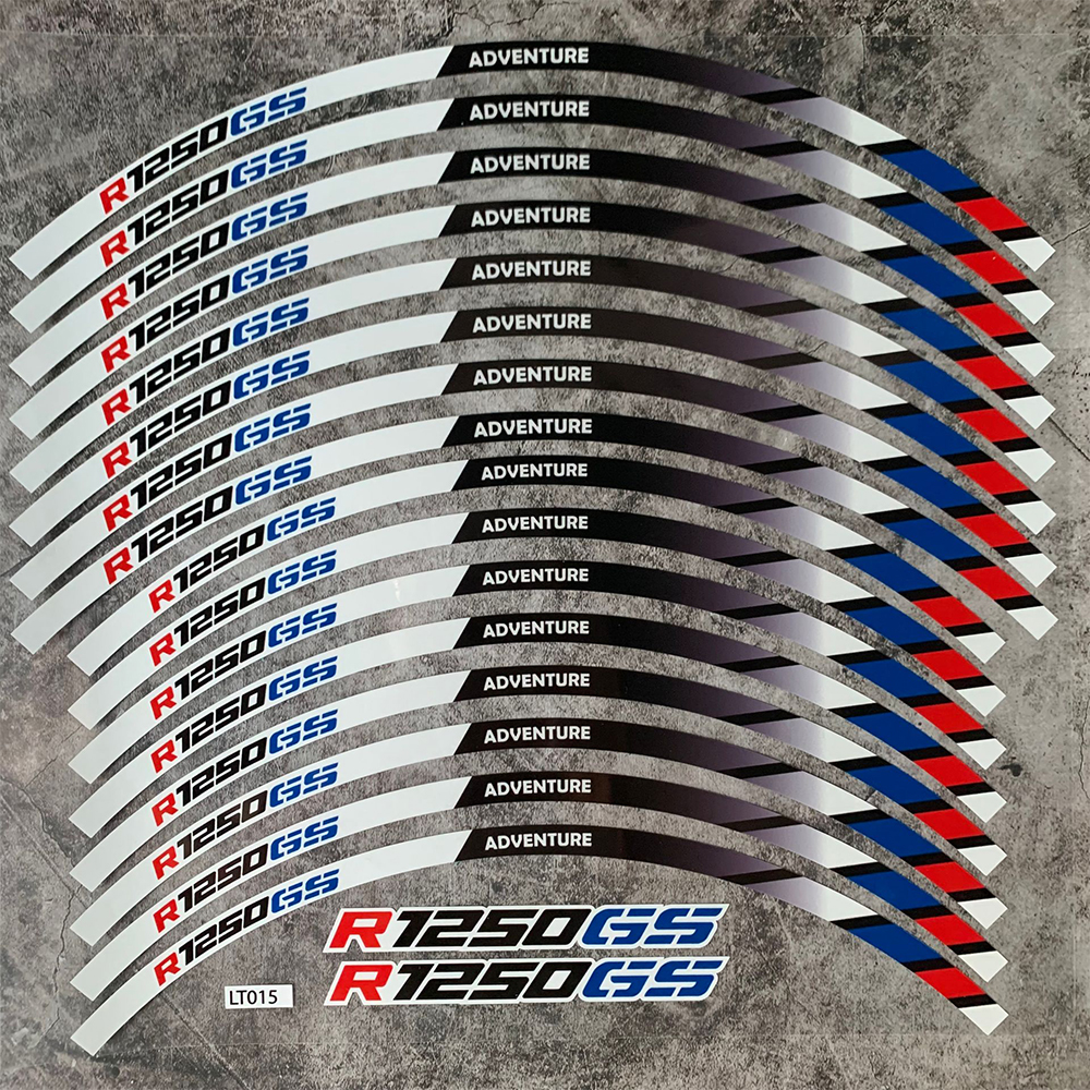16 PCS Reflective Motorcycle GS Stickers Outer Wheel Rim Sticker Film ...
