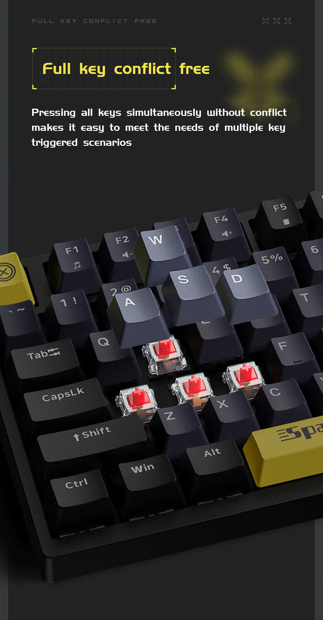 ONIKUMA G38 Wired Mechanical Keyboard With RGB Light, 98 Keys Gamer For ...