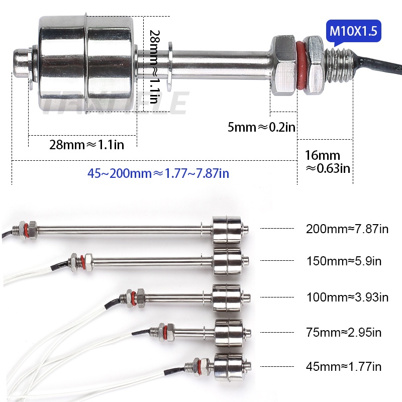 Float Sensor Switch Stainless Steel Water Level Sensor Switch Single ...