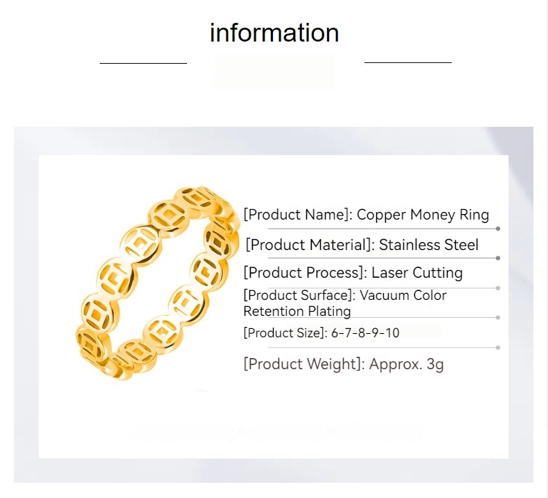 Lucky Charm ring 18k Gold plated Money Catcher Ring stainless for Women ...