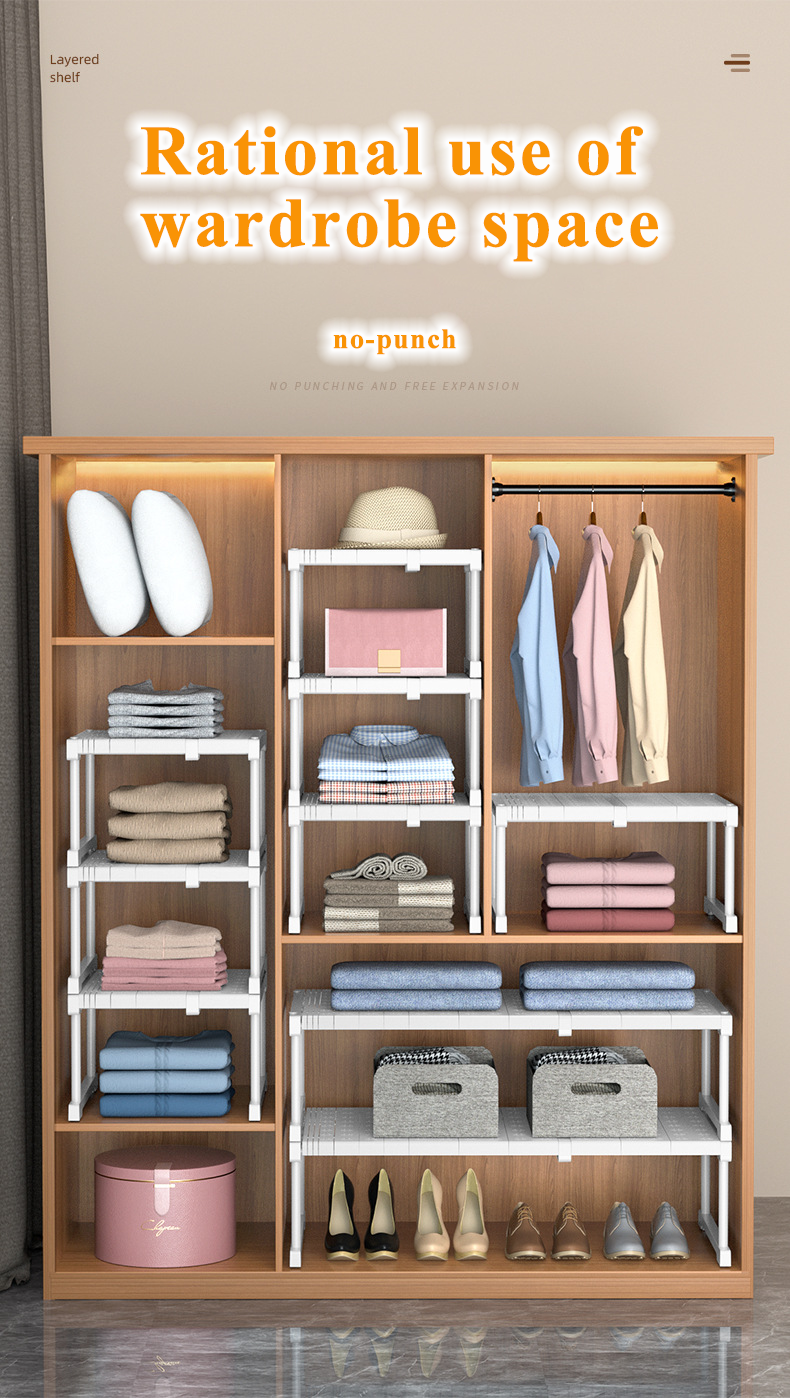 SG Stock Wardrobe Layered Partition Cabinet Compartment Retractable ...