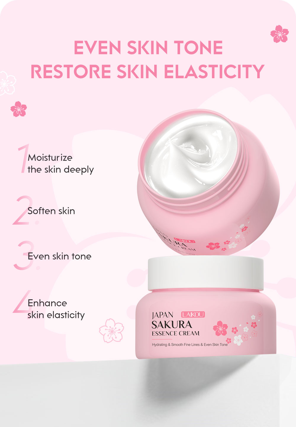 LAIKOU Japan Sakura Essence Cream Brightening Anti-aging Skin Rejuvenating Moisturizer 60g ...