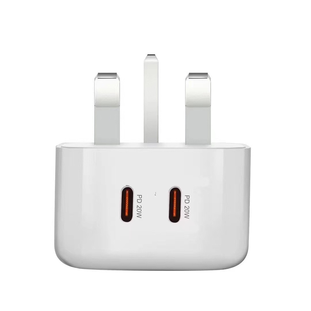 40W SG/UK Plug Dual PD Fast Charging Charger Dual Type-C Fast Charging ...