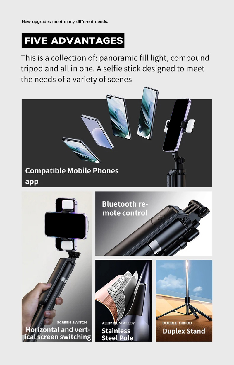 【SG Stock】Wireless Bluetooth Selfie Stick 1.7M Tripod Stand with ...
