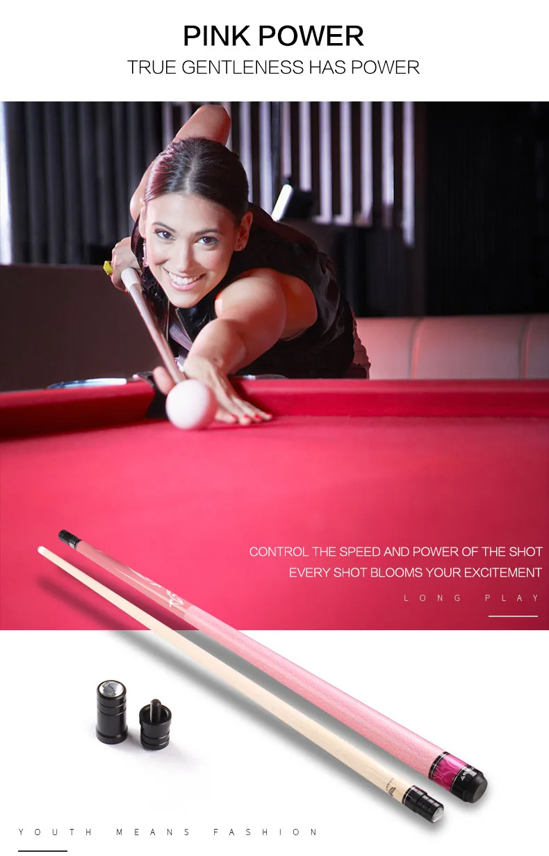 CUPPA Pink Pool Cue Maple Shaft 11.75/13mm Tip Stick Cue With Case ...