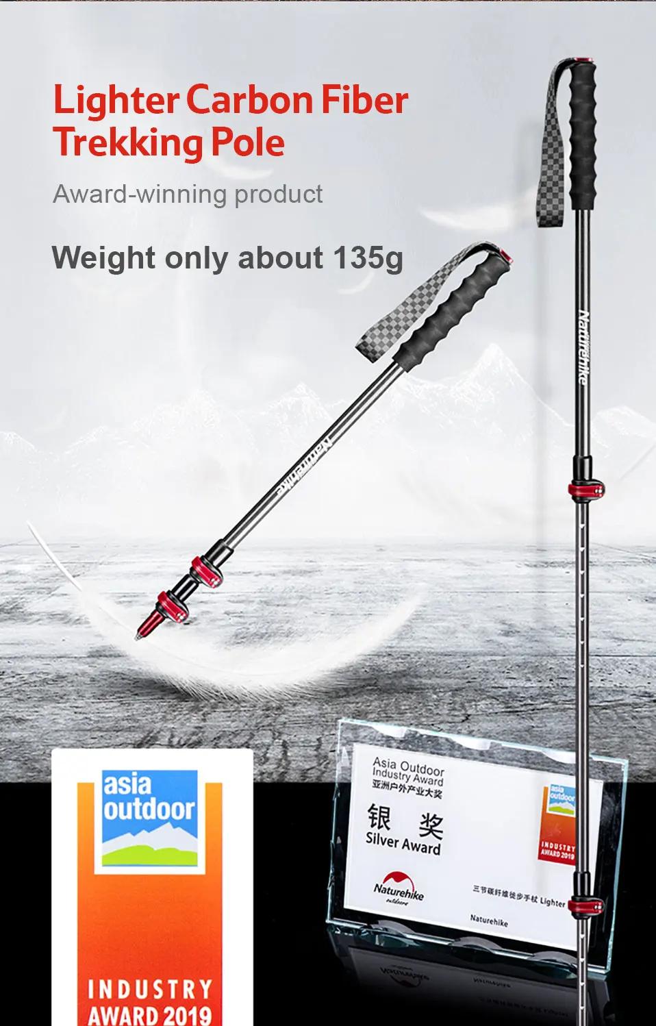 Naturehike ST10 Outdoor Ultralight Walking Stick Protable Carbon Fibers ...