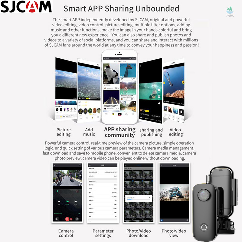 SJCAM C100+ Plus Action Camera 4K/30FPS WiFi Camera Live Portrait Mode ...