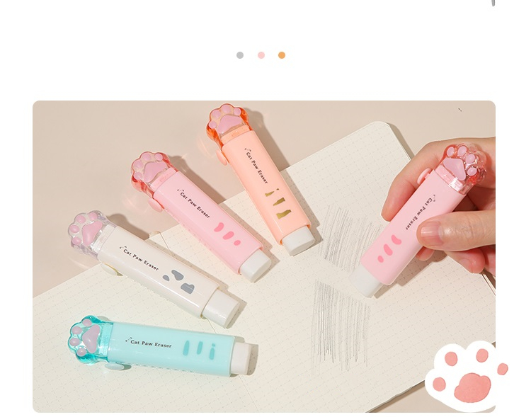 PenLab 1pcs Cute Paw Eraser Mini Cat Claw Push Type Rubber for Pencil ...