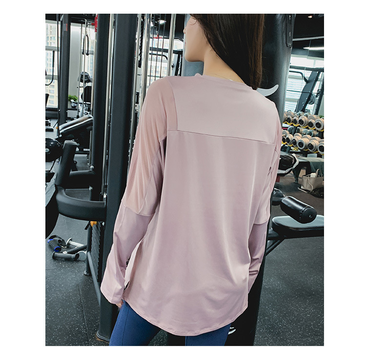 Loose yoga clothes for fitness sport shirt women blouse O-neck workout ...