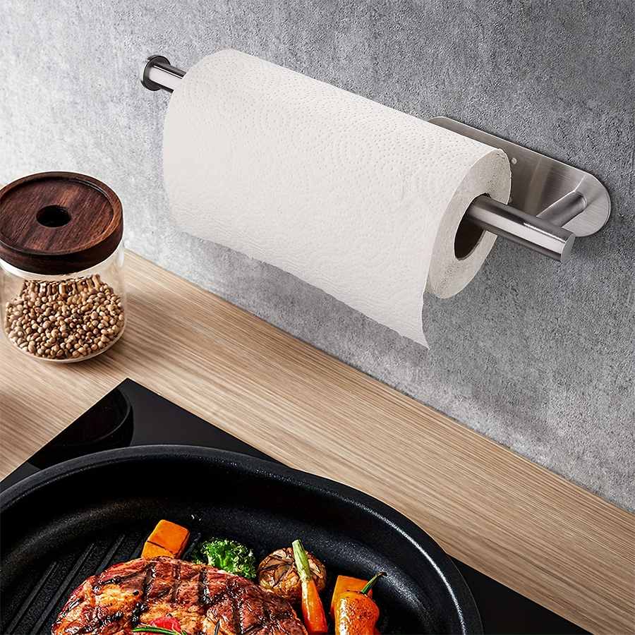 Stick-On Towel Holder for Wall - Stainless Steel Black/Silver Toilet ...