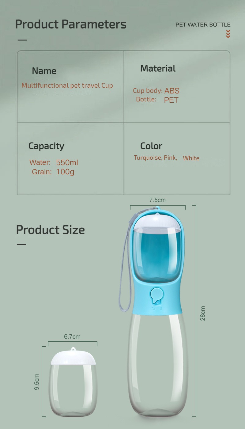 PICKPET Dog Bottle Dog Water Bottle with Filter High Temperature Resistance PC+ABS Material ...