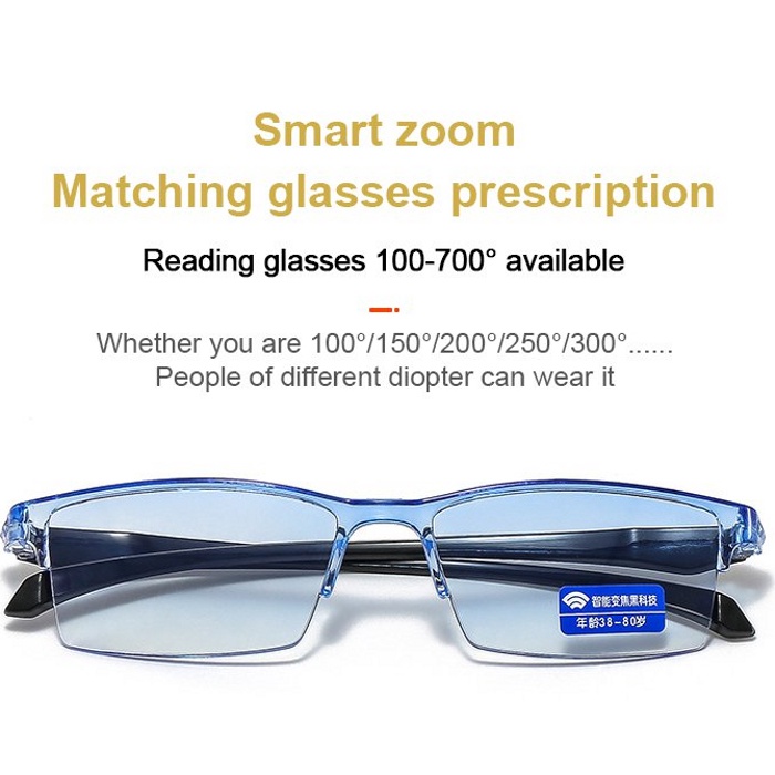 [Smart Zoom]Rimless Anti-Blu-ray Smart Zoom Progressive Reading Glasses ...