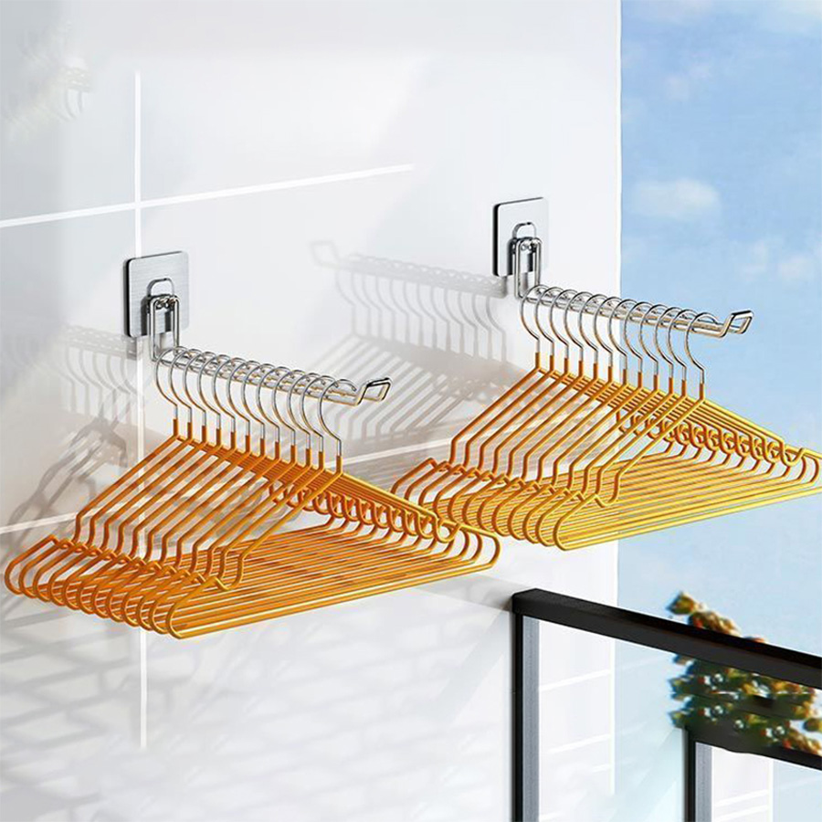 Stainless Steel Hanger Organizer Stacker Balcony Wall Mounted Hanger ...