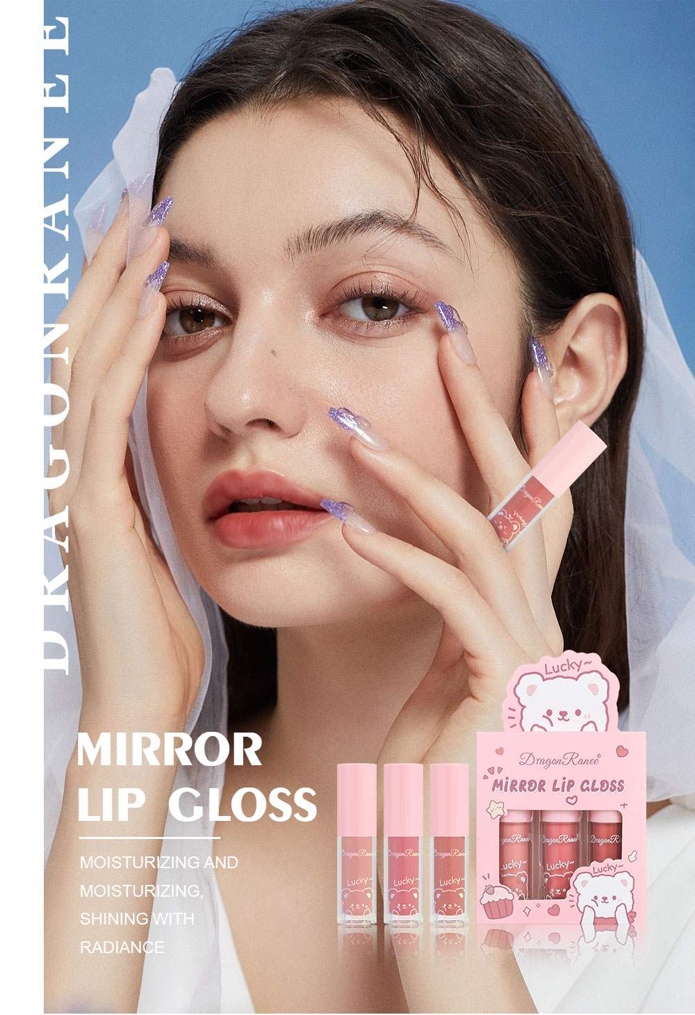 Dragon Ranee Three Lip Gloss Cover Box For Moisturizing Delicate ...