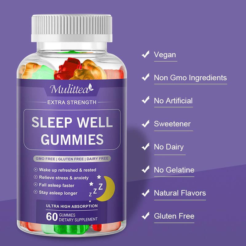 Mulittea Sleep Well Gummies Support Good Sleep Help Reduce Stress ...