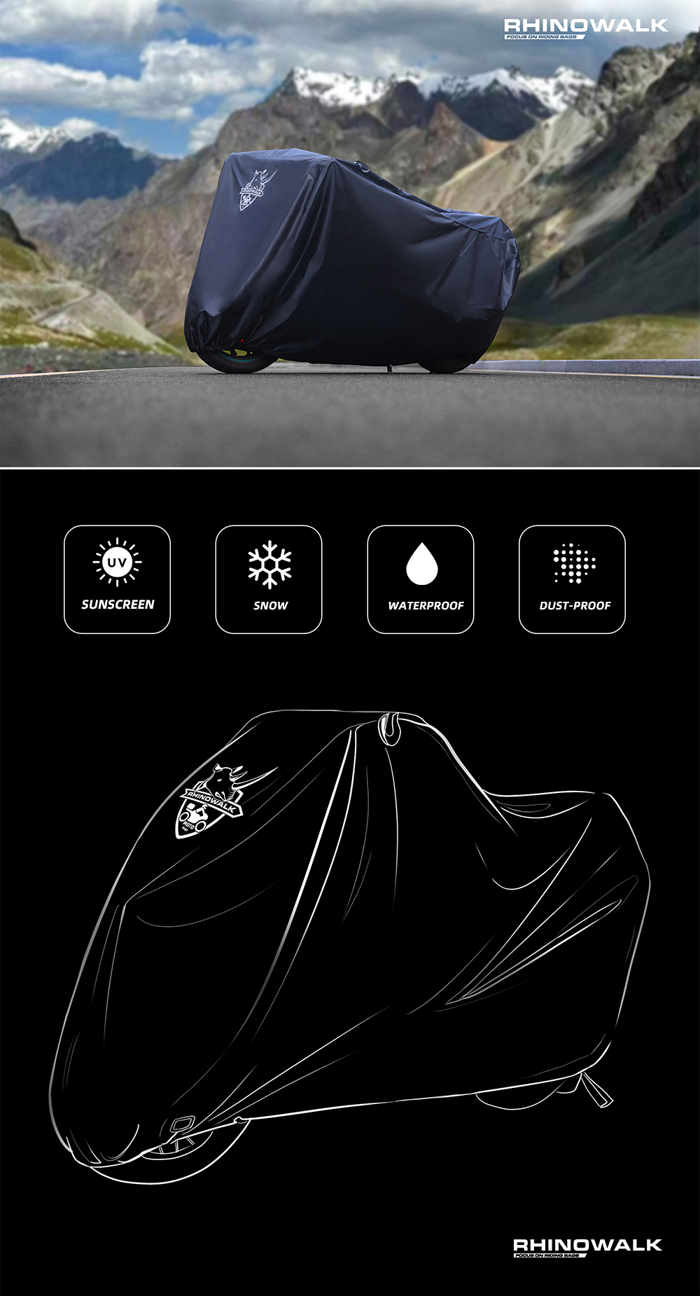 Rhinowalk Waterproof Motorcycle Cover Motor Bike Cover Rain L-XXL ...