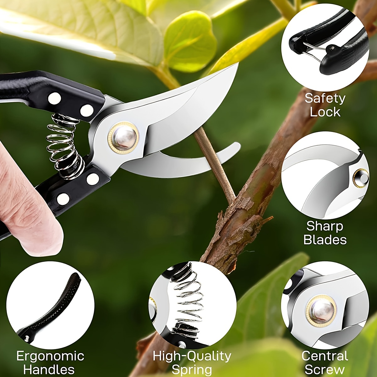 Pruning Shears, Professional Sharp Bypass Garden Shears, Premium Garden ...