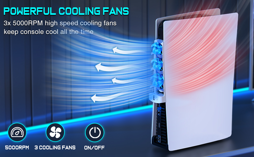 (SG 24H Delivery)PS5 PS5 Slim Cooling Fan PS5 Cooler with 3 High-Speed ...
