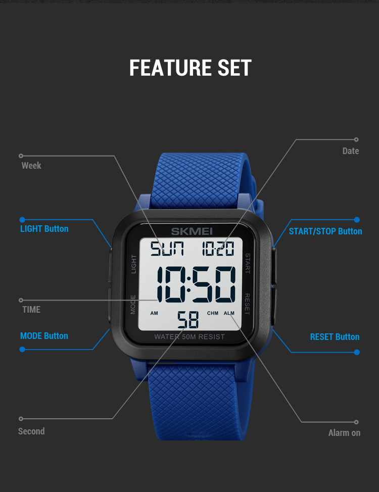 SKMEI 1894 Outdoor Sports Watch Men Alarm Chrono Clock 5Bar Waterproof ...