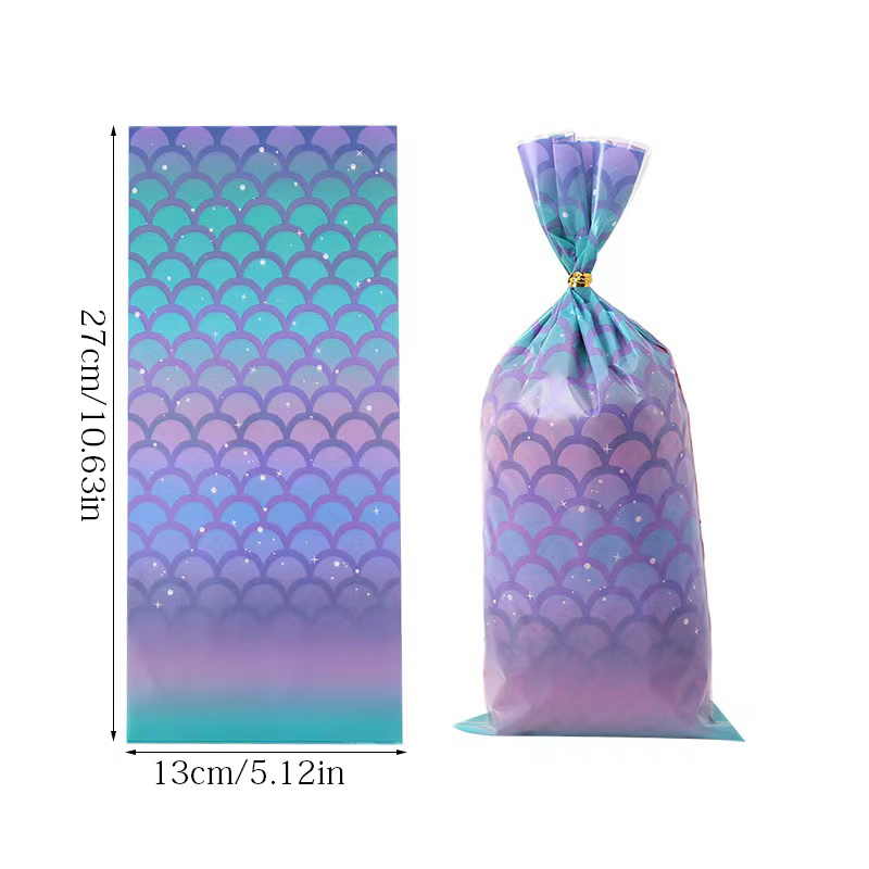 50pcs Pack Mermaid Scale Pattern Color Printing opp Flat Bag Packaging ...