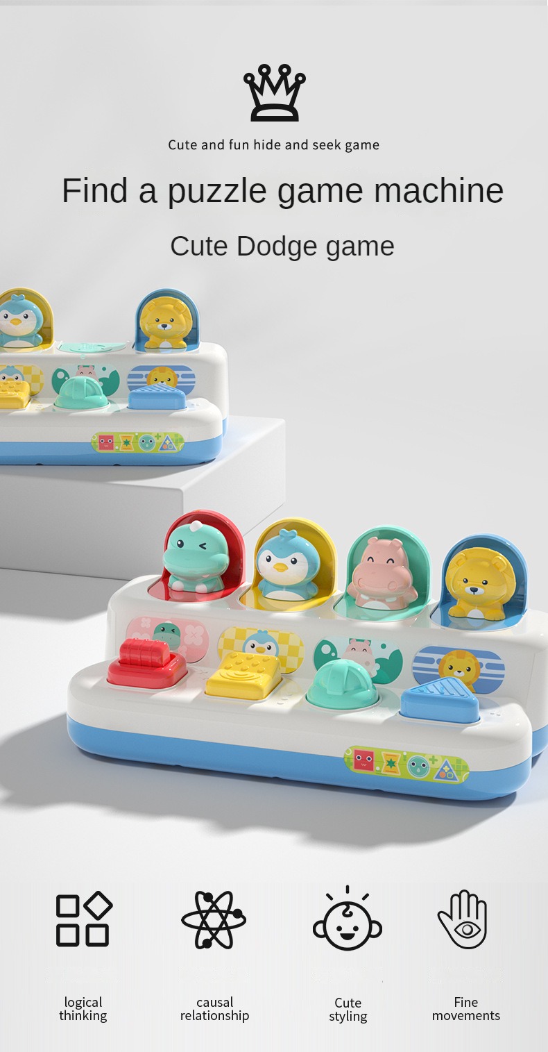 Baby Pop Up Toys Hide and Seek Animal Toy Color Sorting Animal Push Doll Toy | Shopee Singapore