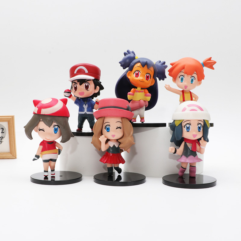 6Pcs/Set 10cm Anime Pokemon Figure Ash Ketchum Misty Platinum Berlitz ...