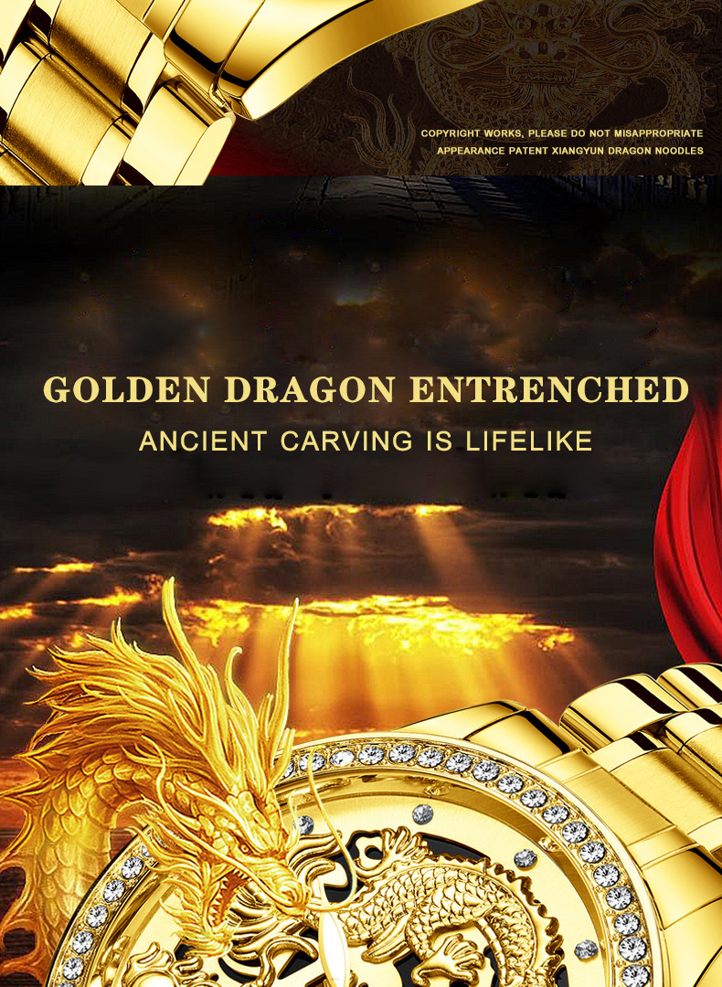 FNGEEN dragon watch for men water proof fashion luminous calendar 2024 ...