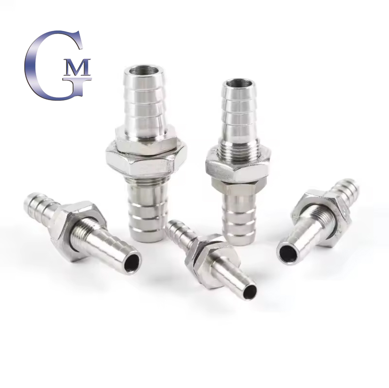 304 Stainless Steel Bulkhead Barbed Fitting 4 6 8 10 12 14 16 20mm Hose ...