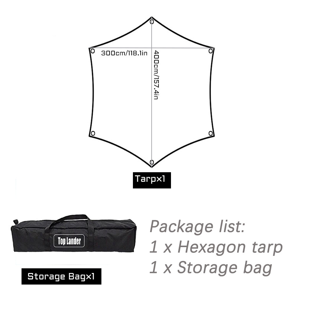 Hexagonal 3x4 Camping Flysheet Waterproof Hexagon Sun Shelter for ...