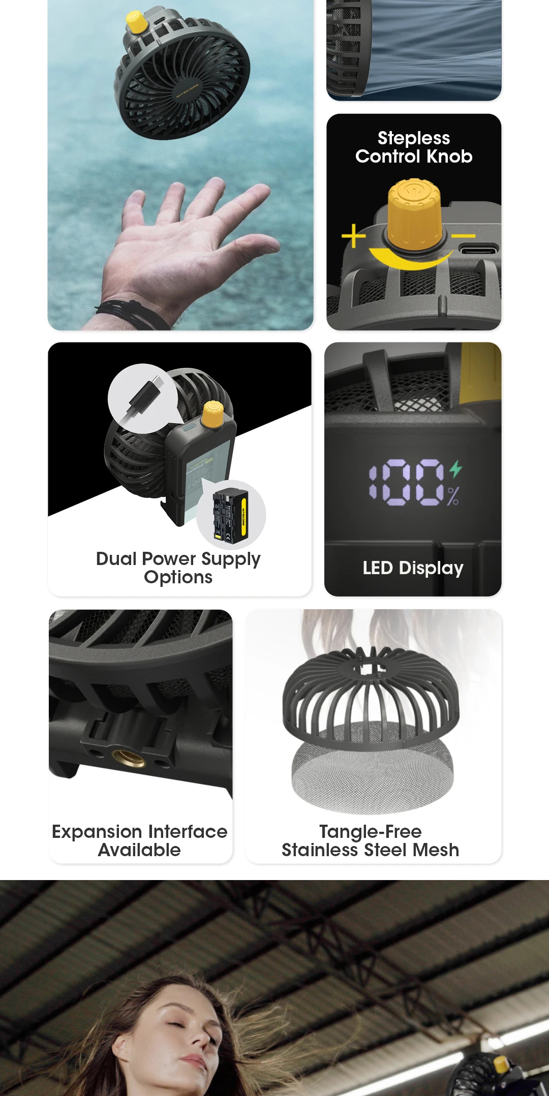 NITECORE CW10 Electric Fan Mini Portable Photography Fan Cord-Free ...