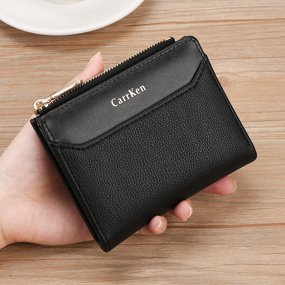 Men's Business Minimalist Short Wallet: Stylish Slim Double-Fold Zipper ...