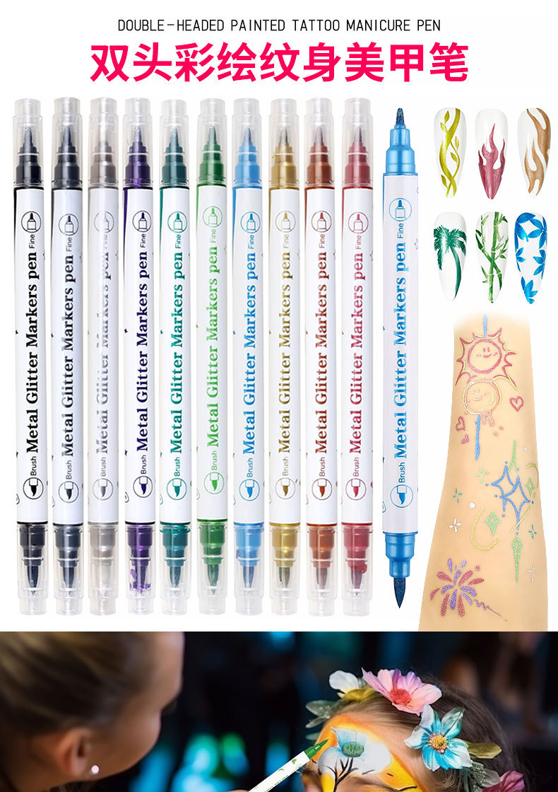Temporary Tattoo Markers for Skin, 10 Colors Body Markers Kit for Kids ...