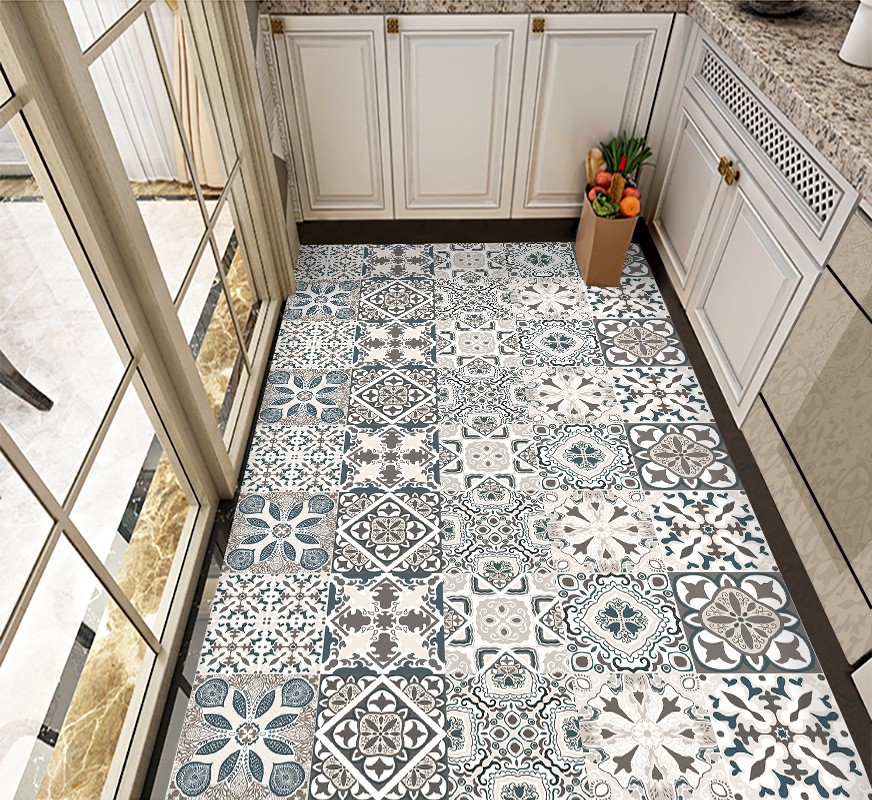 30Pcs Grey floral tile pattern frosted floor tiles bedroom bathroom ...